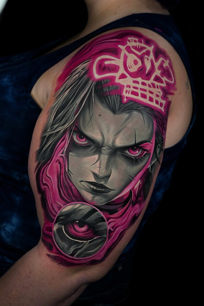 Tato Unik Ruslan Millinhton Neon Pink dalam Dunia Hitam-Putih - Tattoo ...